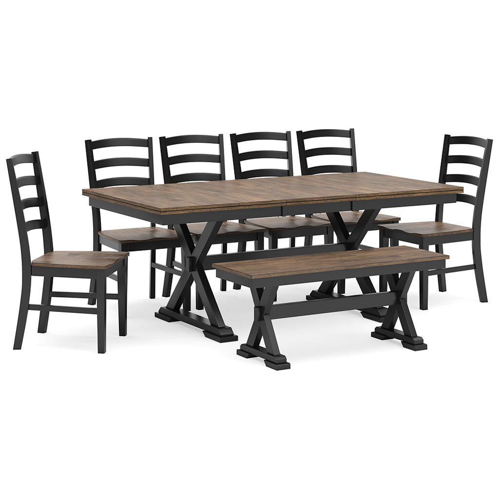 Wildenauer Dining Table and 6 Chairs and Bench – Kensington Furniture ...